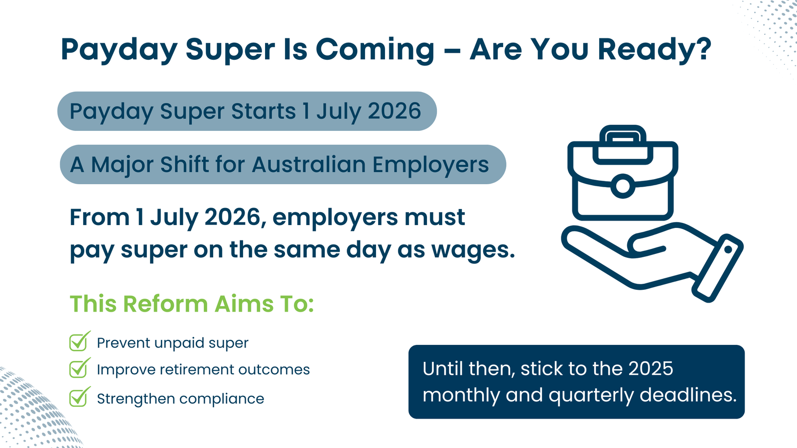 Australian Monthly & Quarterly Superannuation Due Dates 2025